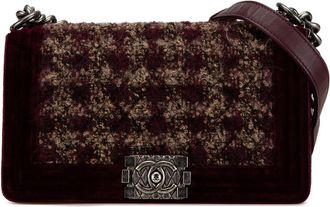 Chanel Hobo Bags - Old Medium Velvet and Tweed Boy Flap - Gr. unisize - in Rot - f&uuml;r Damen