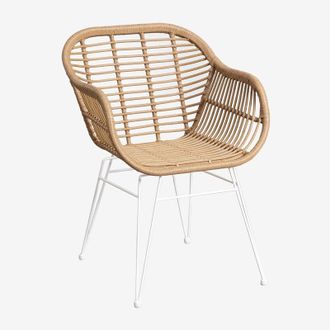 Sklum Sklum - Chaise de salle à manger en osier synthétique Zole Blanc