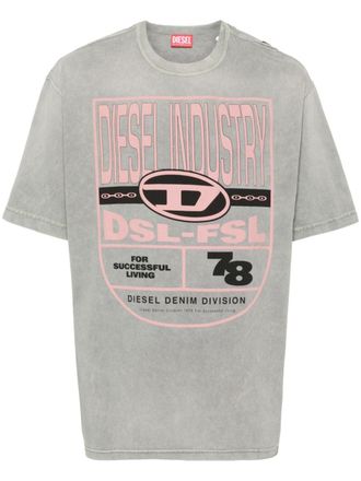 Diesel t-shirt en coton &agrave; logo imprim&eacute; - Gris