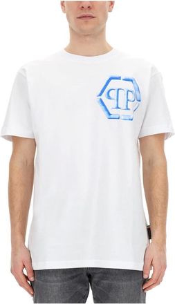 Philipp Plein Homme, Tops, Blanc, Taille: M T-shirt Col Rond SS Hexagon