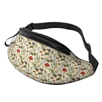 Generic Schultertaschen Mit Rei&szlig;verschluss Lauftasche Niedlicher Pflanzenpilz-Druck Mode Brusttasche F&uuml;r Camping Reisen Aktivit&auml;ten 14X35Cm