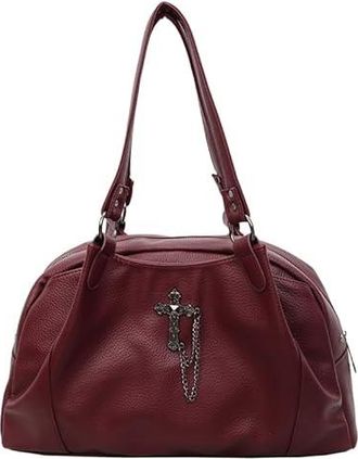 Generic Sac &agrave; main &agrave; bandouli&egrave;re en polyur&eacute;thane pour femme - Grande capacit&eacute; - Pour l&eacute;cole, les voyages quotidiens, Rouge, 400*150*250mm