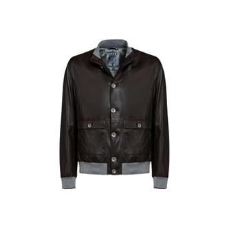 Gimos Leather Polo Jacket - - Jackets - Herren - Braun - M