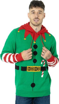 Noroze Herren Jungen Weihnachtspullover Kapuzenpullover Unisex Elf Hoho Zuckerstange 3D Strickpullover Kinder Familie Weihnachten Passend Pullover (7-8 Jahre