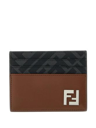 Fendi porte-cartes Squared FF - Marron