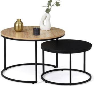 IDMarket Idmarket - 2er-Set Couchtische boston rund 54/70 Industriedesign