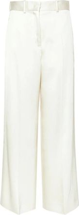 Jil Sander Femme, Pantalons, Beige, Taille: 34 FR Pantalon large en serg&eacute; taille haute