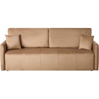 Beliani Schlafsofa 3-Sitzer EGGE Samtstoff Hellbraun