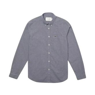 Lacoste Chemise en popeline de coton coupe droite - Homme - Chemises - Bleu - Taille: XL