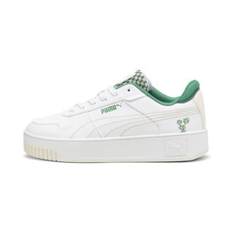 Puma Puma Women Carina Street Blossom Sneakers, Puma White-Sugared Almond-Archive Green, 37.5 EU