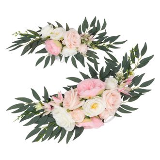 Pretyzoom Hochzeitsbogen K&uuml;nstliche Blumen Swag 2 St&uuml;ck Willkommenszeichen Blumendekoration F&uuml;r Hochzeit Zeremonie Und Gartenparty Wiederverwendbar Staubfest Re