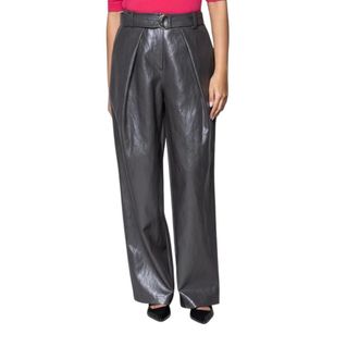 Kaos Kaos - Pantalon en cuir - Femme - Pantalons - Gris - Taille: 34 FR