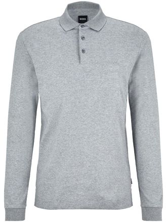 BOSS polo en coton à logo brodé - Gris