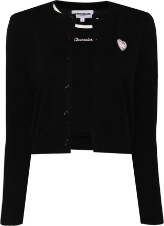Chocoolate Twinset mit Herz-Patch - Schwarz