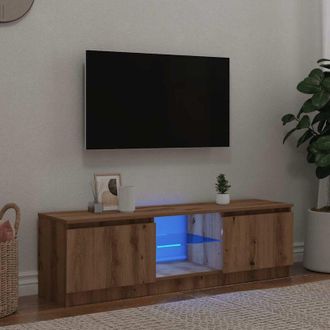 vidaXL Vidaxl - Meuble tv avec lumi&egrave;res led ch&ecirc;ne artisanal bois ding&eacute;nierie