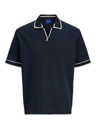 Jack & Jones Poloshirt Klassischer Strick V-Ausschnitt mit Kontraststreifen JORSUMMER SPLIT NECK POLO STYD SS25