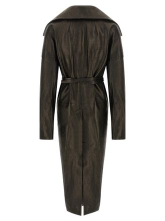 Rick Owens Womens Black Lamb Leather Coat Clothing