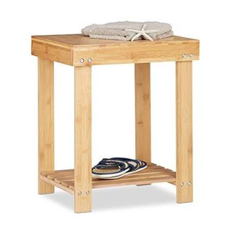 Relaxdays Natur Bambus Hocker, Ablage, niedrig, natürliche Optik, feuchtigkeitsbeständig, stabil, HxBxT: 50,5x41,5x32cm, Standard