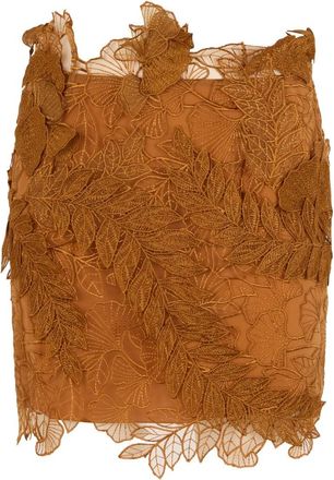 Alberta Ferretti Femme, Jupes, Brun, Taille: 38 FR Lace Mini Skirt