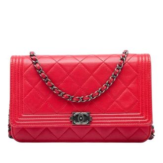 Chanel Pre-owned Boy Wallet on Chain - Femme - Pre-owned - Rouge - Taille: ONE Size