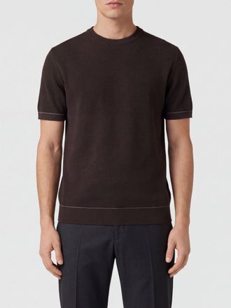 Brioni T-shirt en maille &agrave; manches courtes en coton avec bords c&ocirc;tel&eacute;s