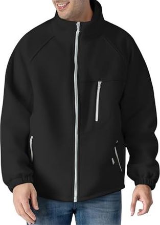 Generic Veste polaire chaude pour homme avec fermeture éclair intégrale - Coupe-vent - Avec fermeture éclair - Cadeau de Noël, Noir, 4XL