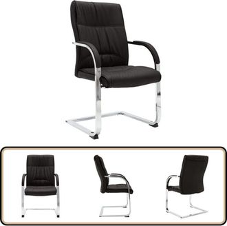 vidaXL Freischwinger Bürostuhl Schwarz Kunstleder - Freischwinger Bürostuhl - Arbeitsplatzstuhl - Schreibtischstuhl - Bürobedarf - Ergonomischer Stuhl