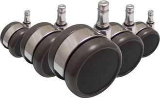 hjh OFFICE 619020 roulettes pour sols durs, roues chaise de bureau ROLO LUX 11mm/65mm noir, lot de 5, roulettes auto-freinantes en état non chargé, pour des parq