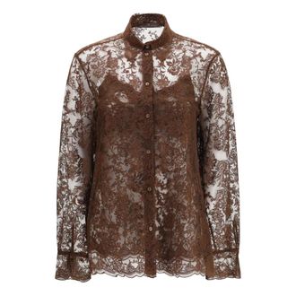 Ermanno Scervino Chemise en dentelle - Femme - Blouses et Chemises - Brun - Taille: 36 FR