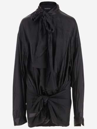 Balenciaga Womens Silk Blouse Black Top