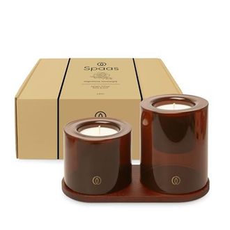 Spaas Giftbox Delight Duftkerzen mit Holzdekorationstablett, Nighttime Nostalgie