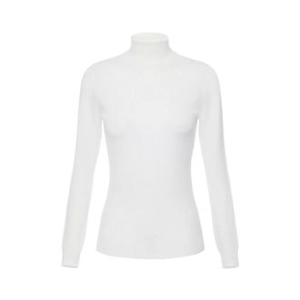 Elisabetta Franchi Femme, Pulls, Blanc, Taille: 38 FR Wool Jumper with Jacquard Micro-Logo