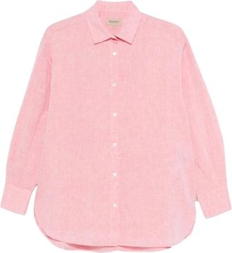 Woolrich Femme, Blouses et Chemises, Rose, Taille: 36 FR Chemise en Lin et M&eacute;lange de Coton
