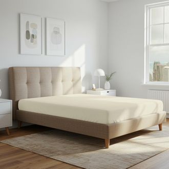 Pizuna 800 Fadenzahl Baumwolle spannbettlaken 170x200-180x200cm Neu Elfenbein, 100% Langstapelige Spannbetttuch, Weiche Mako Satin-Webart passt bis zu 40cm M