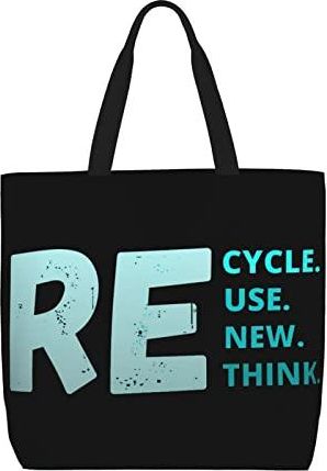 Generic Sac De Courses Recycler R&eacute;utiliser Renouveler Repenser Sac &Agrave; Main D&eacute;contract&eacute; Personnaliser Pliable Sacs En Toile &Eacute;paule, Pour Burea, &Eacute;cole, Femmes, T