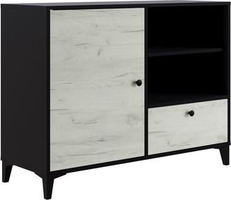 PEGANE Buffet en m&eacute;lamine coloris noir et blanc - Longueur 110 x profondeur 40 x hauteur 83 cm Pegane
