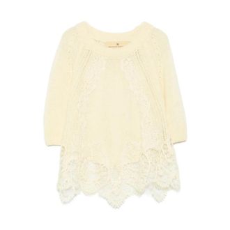Ermanno Scervino Pullover mit kurzen &Auml;rmeln - - Knitwear - Damen - Beige - XS