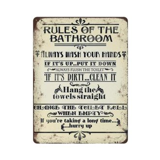 Hdadwy Metall-Blechschild, Regeln des Badezimmers Flways Wash Your Hands Blechschild Metall Aluminium Schild Vintage Wanddekoration Retro Poster f&uuml;r Bars Res