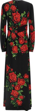 Dolce & Gabbana Rose-Print Silk Charmeuse Dress - Black
