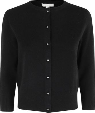 Vince Femme, Pulls, Noir, Taille: 40 FR Metal Button Cardigan