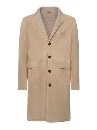 Eleventy Manteau En Cuir - Beige