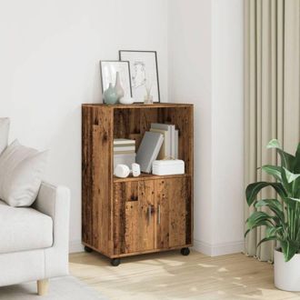 vidaXL Vidaxl - Armoire &agrave; roulettes vieux bois 55x40x91 cm bois ding&eacute;nierie