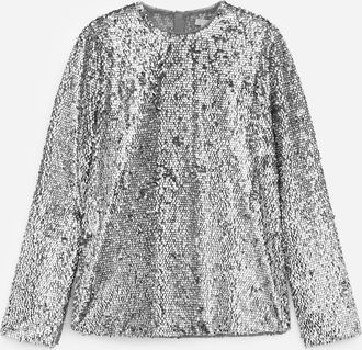 Arket Paillettenoberteil -Grau