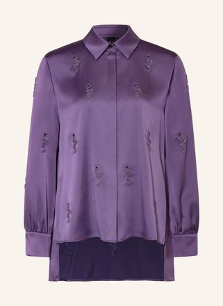 Marc Cain Hemdbluse Aus Satin Mit Schmucksteinen lila