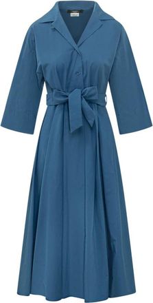 Max Mara Femme, Robes, Bleu, Taille: 40 FR Robe chemise midi avec ceinture