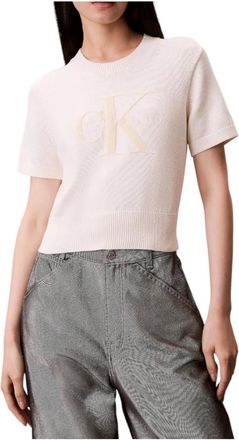 Calvin Klein Femme, Pulls, Blanc, Taille: 40 FR Pulls &agrave; col rond