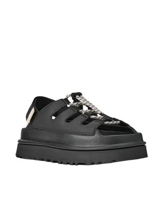 UGG Womens Sandal Goldenglow Toggle Black Upper: Leather Slippers Flat Shoes