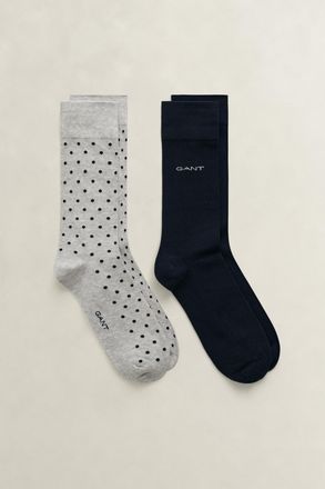 GANT Herren 2er-Pack Socken Einfarbig & Getupft (43-45) LIGHT Grau MELANGE