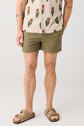 Knowledge Cotton Apparel Herren vegan Badeshorts Mid Thigh Seersucker Burned Olive