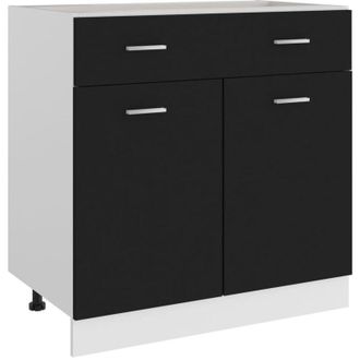 vidaXL Vidaxl - Armoire de plancher &agrave; tiroir Noir 80x46x81,5 cm Agglom&eacute;r&eacute;